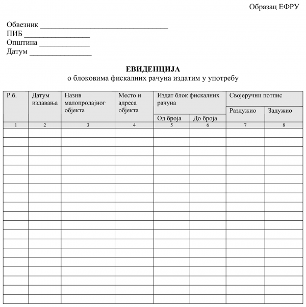 Pravilnik o sadržini i načinu evidentiranja prometa izdavanjem fiskalnog računa, načinu ...